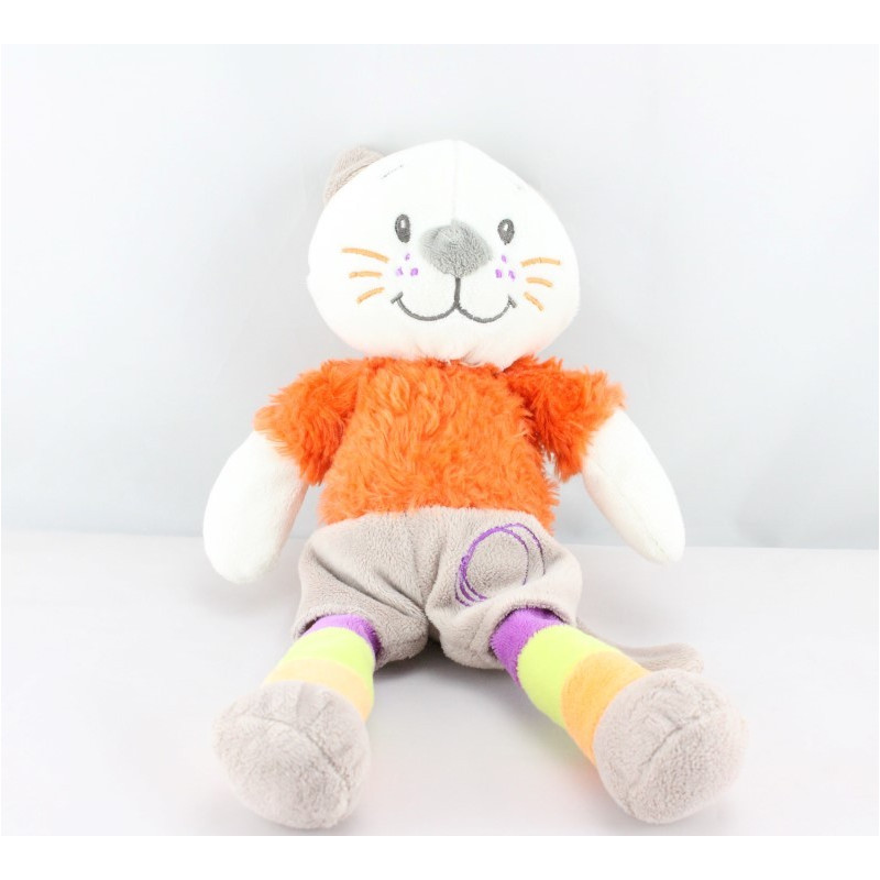 doudou chat beige orange cercles JOGYSTAR KIABI