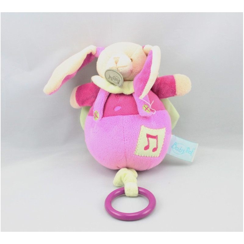 doudou musical lapin rose vert cape BABY NAT