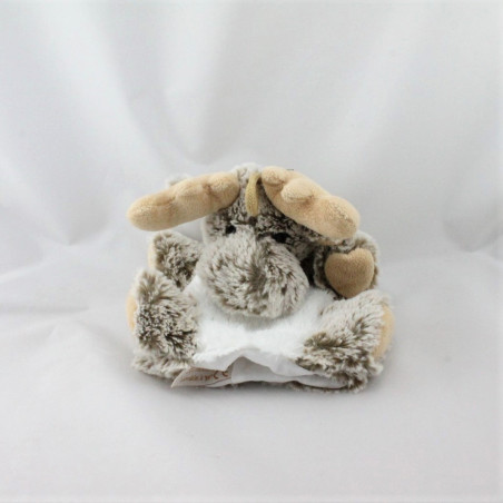 Doudou marionnette cerf elan marron blanc RODADOU RODA