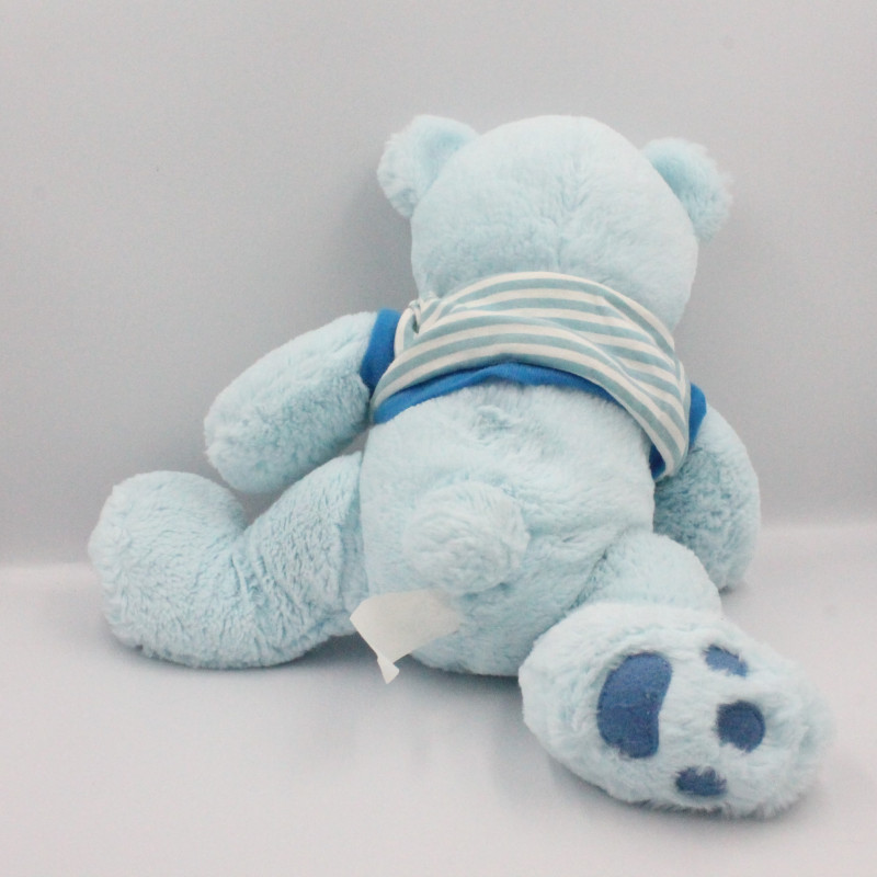 Doudou peluche ours bleu tee shirt rayé KESTREL TOYS
