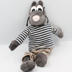 Ancienne Peluche Singe Magical Murphy noir salopette rayé rouge 1987