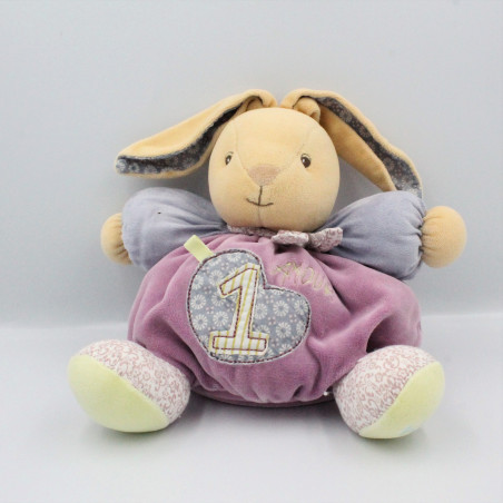 Doudou lapin violet rose vert Hippie Chic KALOO