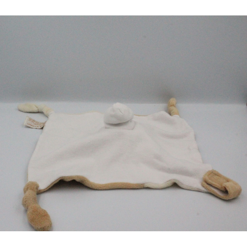 Doudou plat écureuil castor beige marron blanc RODADOU RODA