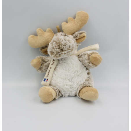Doudou cerf elan marron beige blanc RODADOU RODA