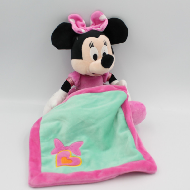 Doudou Minnie rose pois avec mouchoir rose vert DISNEY NICOTOY