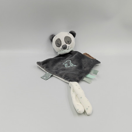 Doudou plat panda gris blanc vert crocodile NATTOU