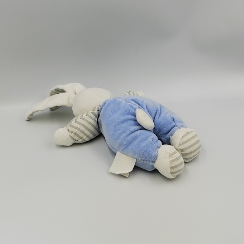 Doudou lapin bleu blanc rayé DODIE