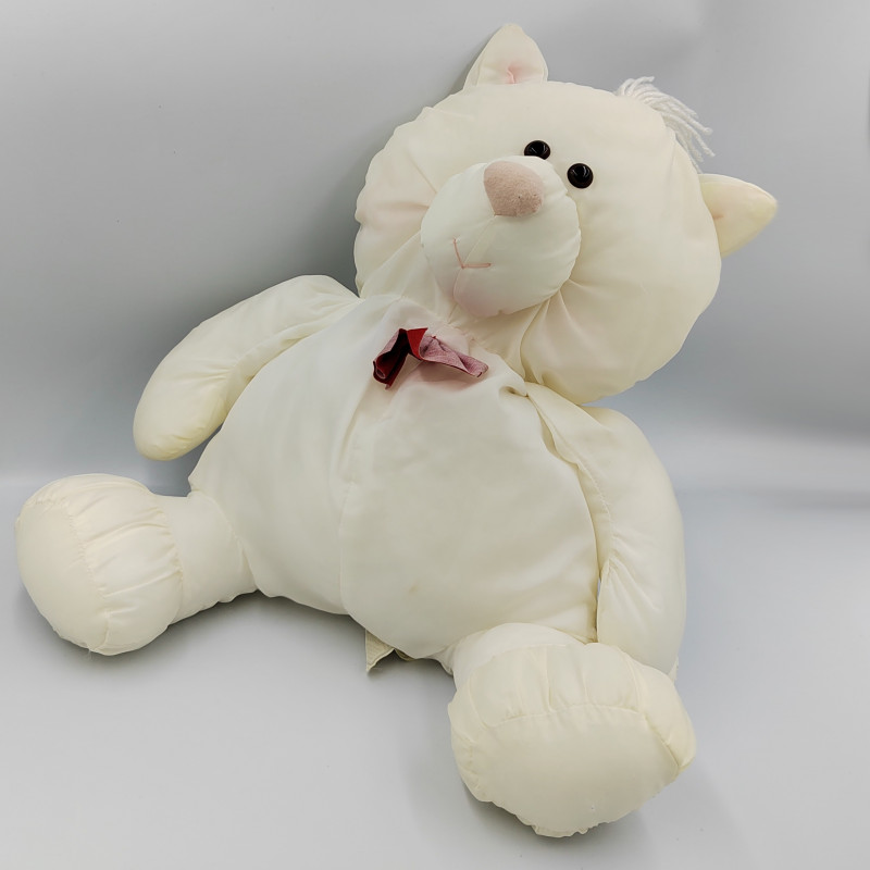 Peluche Puffalump chat blanc noeud rouge MY LOVELY PET