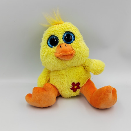 Doudou poussin canard jaune yeux brillant FIZZY
