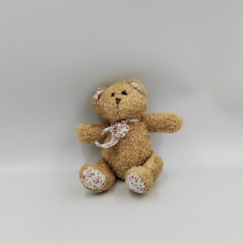 Doudou ours beige fleurs BERGERE DE FRANCE