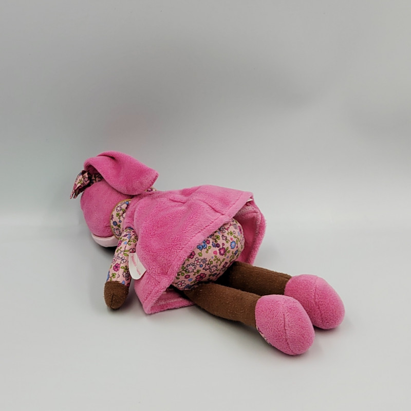 Doudou Poupée métis rose fleurs Mademoiselle Corolle