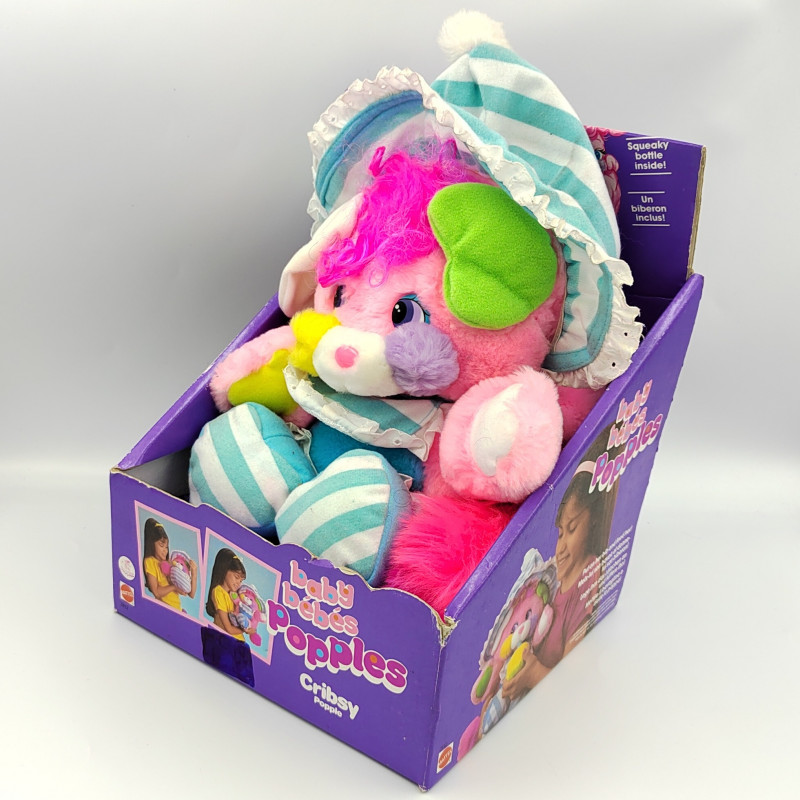 Peluche Popples rose en pyjama bébé Cribsy MATTEL