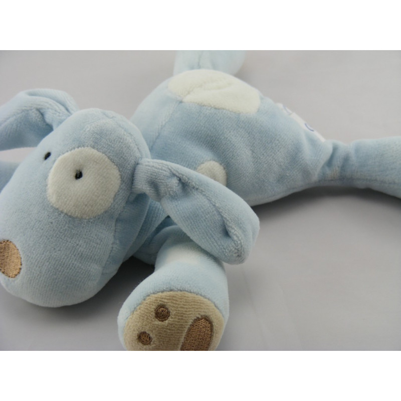 doudou chien couché bleu cocard blanc OBAIBI