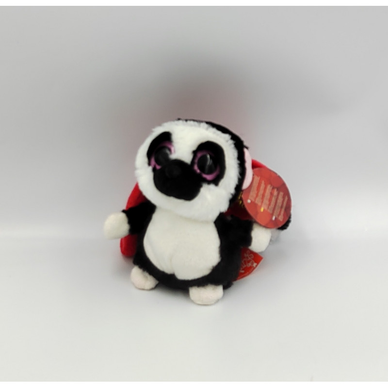 Doudou peluche raton écureuil noir blanc sac rouge PODLINGS