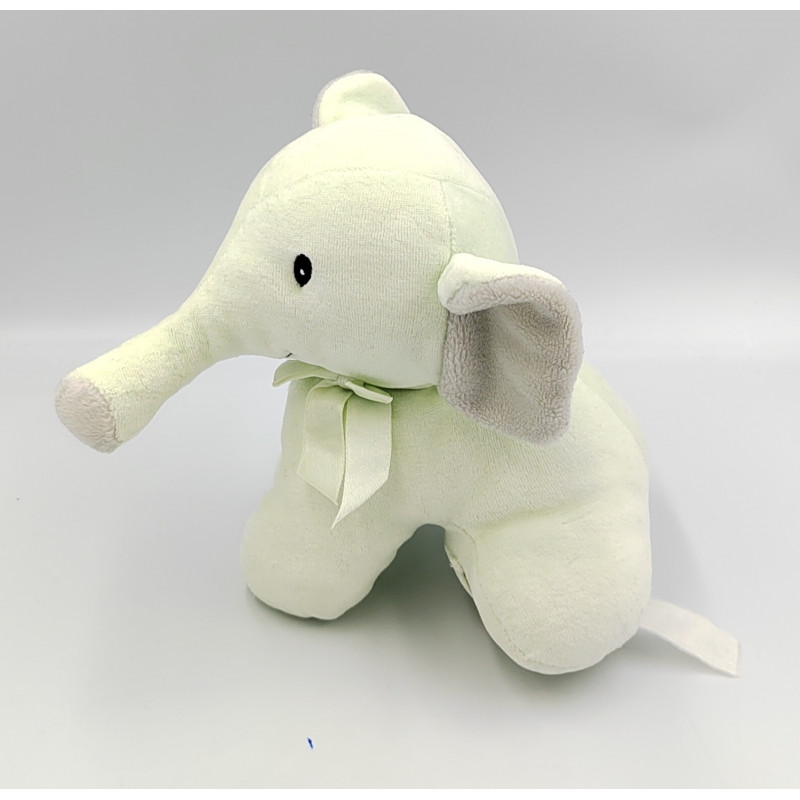 Doudou musical éléphant vert pastel