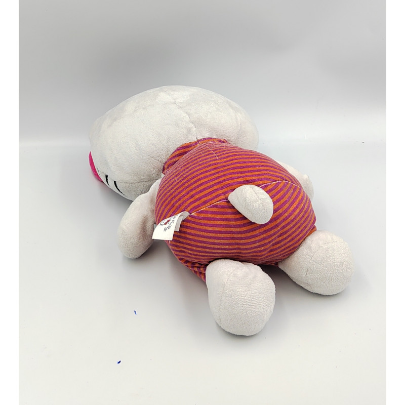 doudou chat HELLO KITTY violet rayé rose SANRIO LICENSE